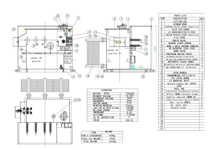 35kV 3 Phase Oil-immersed Grounding transformers-Vziman